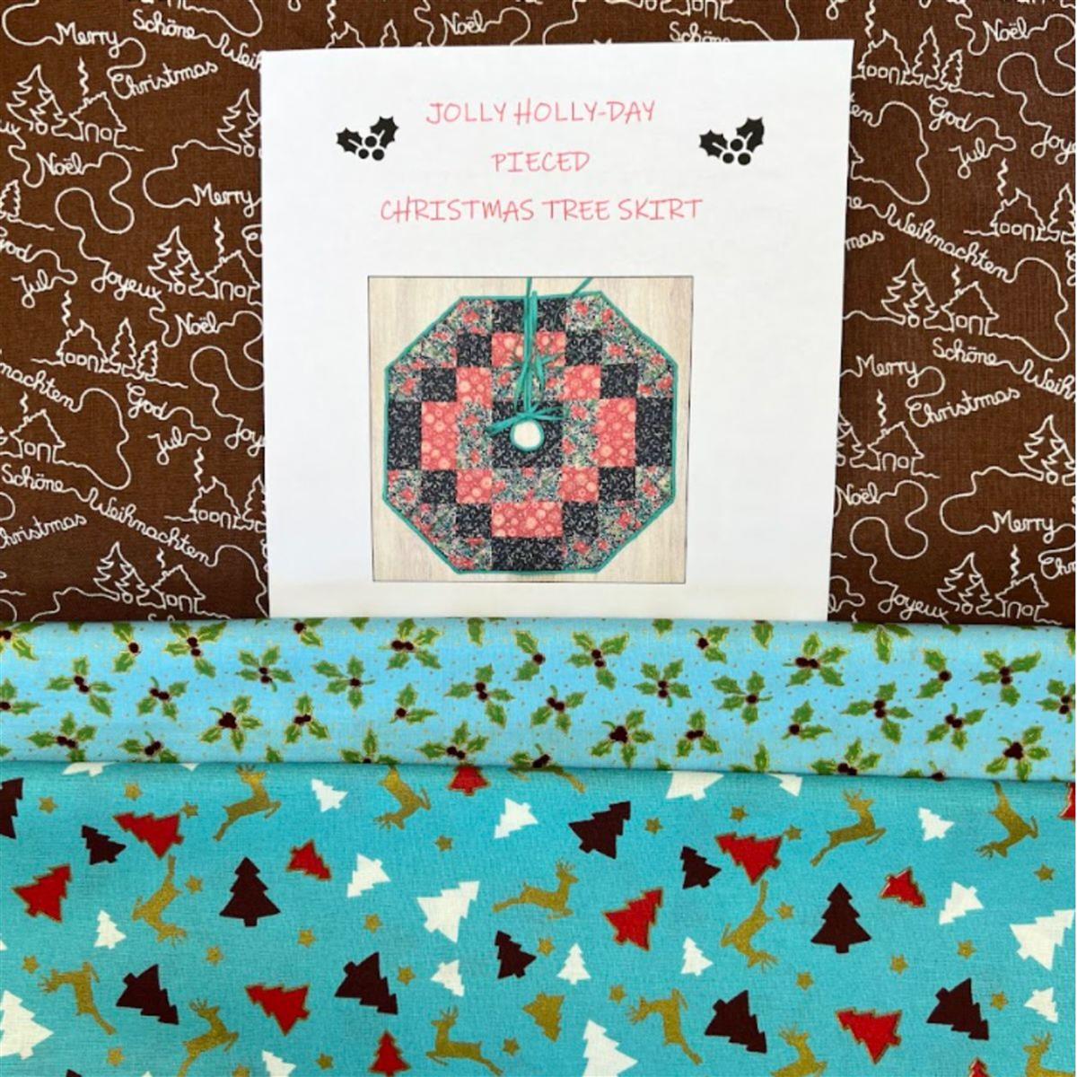 Allison Maryon's Jolly Holly-Day Christmas Tree Skirt Kit: Pattern & Reindeer Fabric | SewingStreet