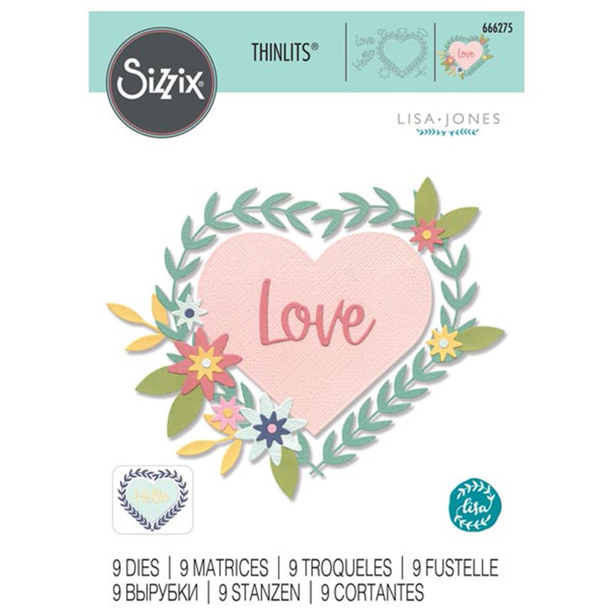 Sizzix® Thinlits® Die Set 9PK - Hello Love by Lisa Jones | HobbyMaker