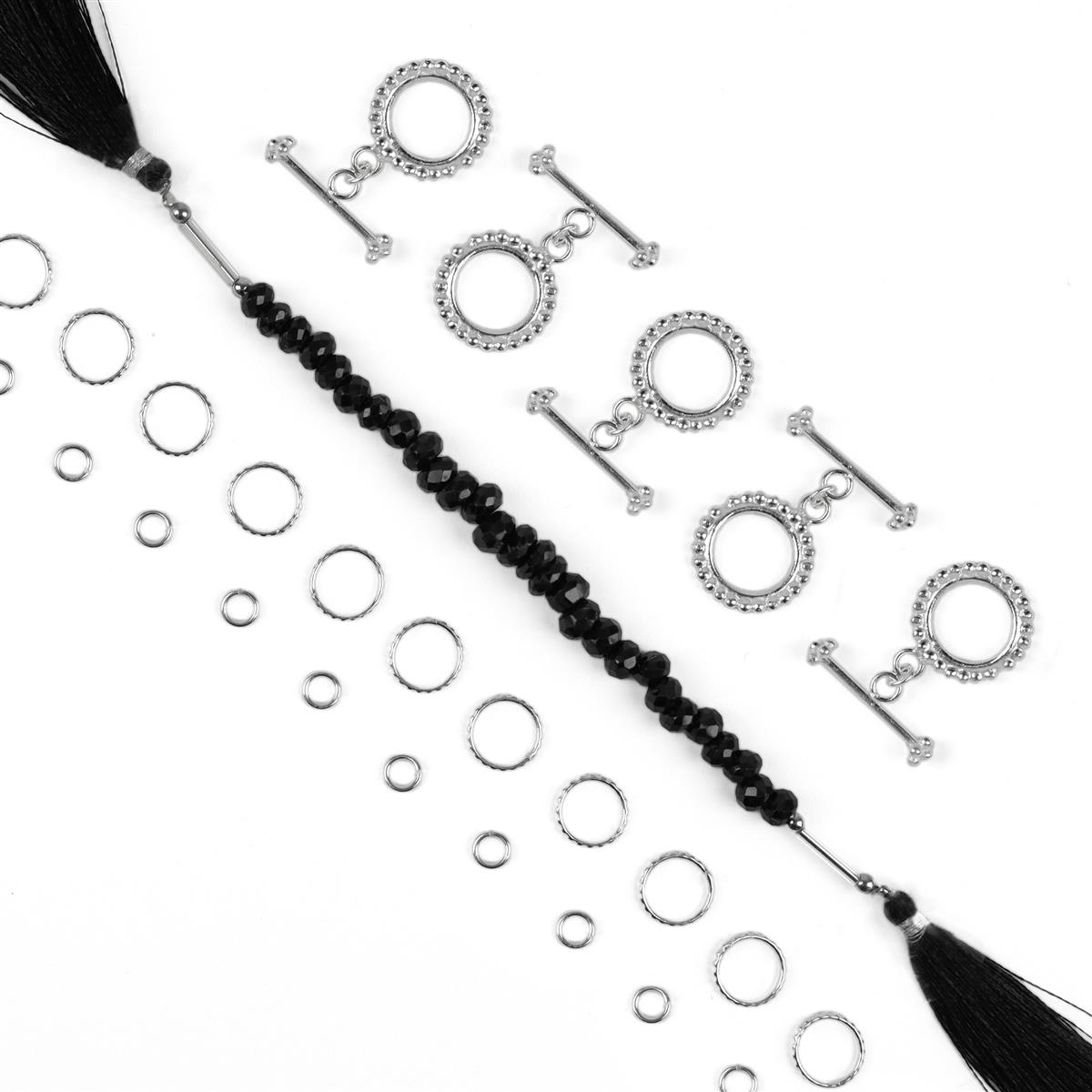 Spinel Chains - Black Spinal Roundels & Silver Plated Base Metal Beaded ...