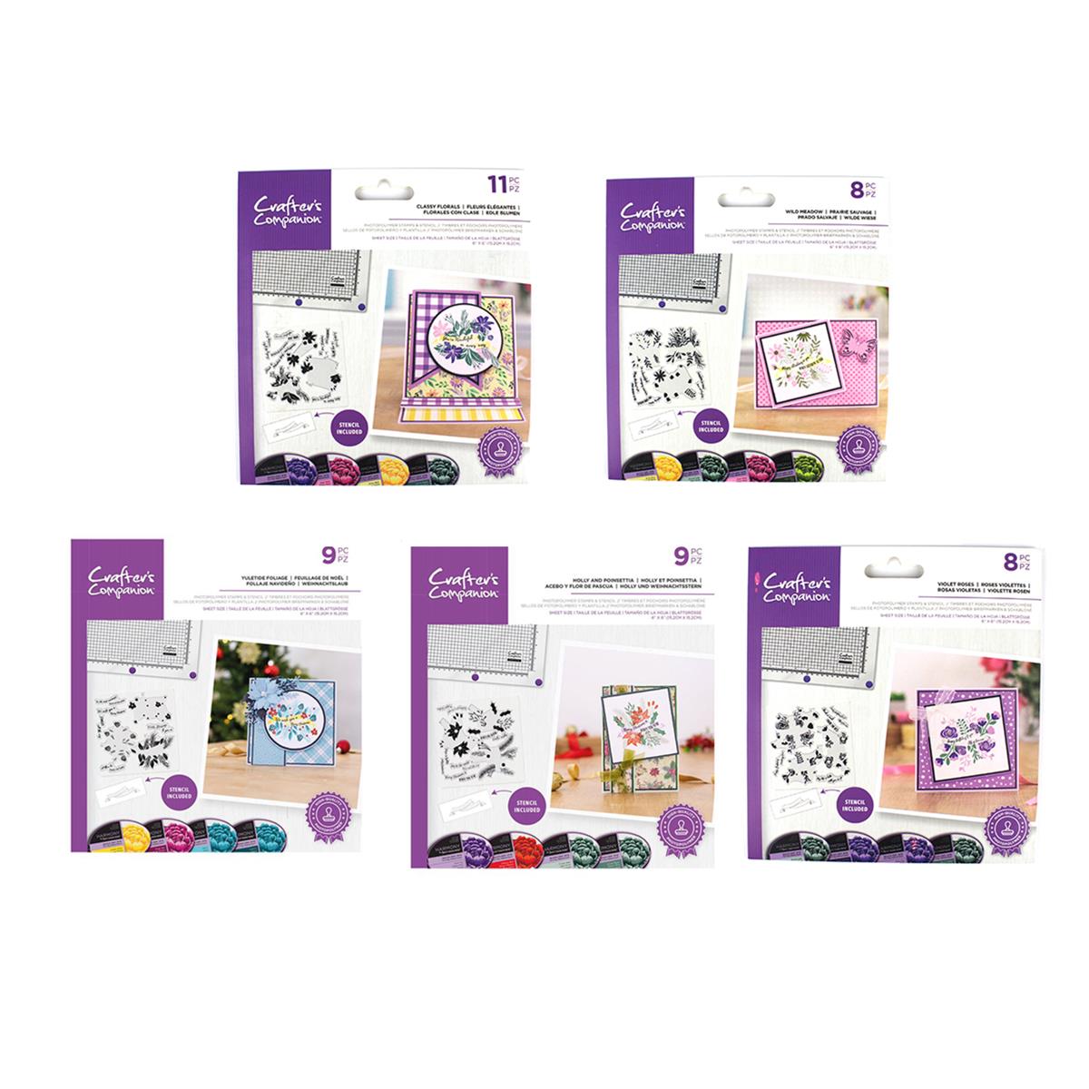 Crafter's Companion Interchangeable Stamps & Stencils 45PC Complete ...