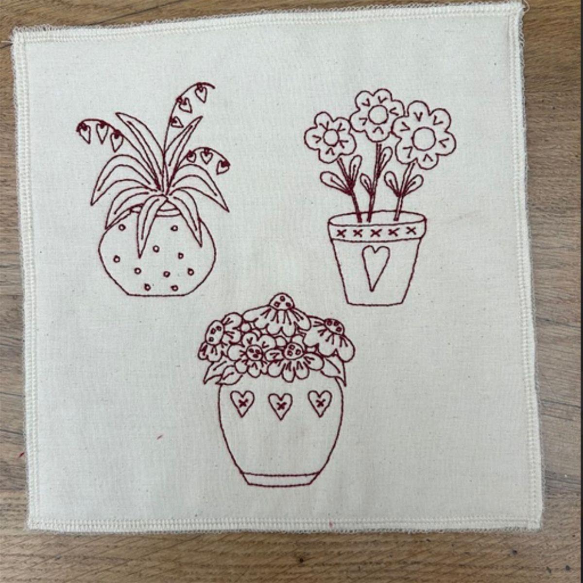 Mandy Shaw Digital Machine Embroidery File Downloads 3 x Flower Pots ...