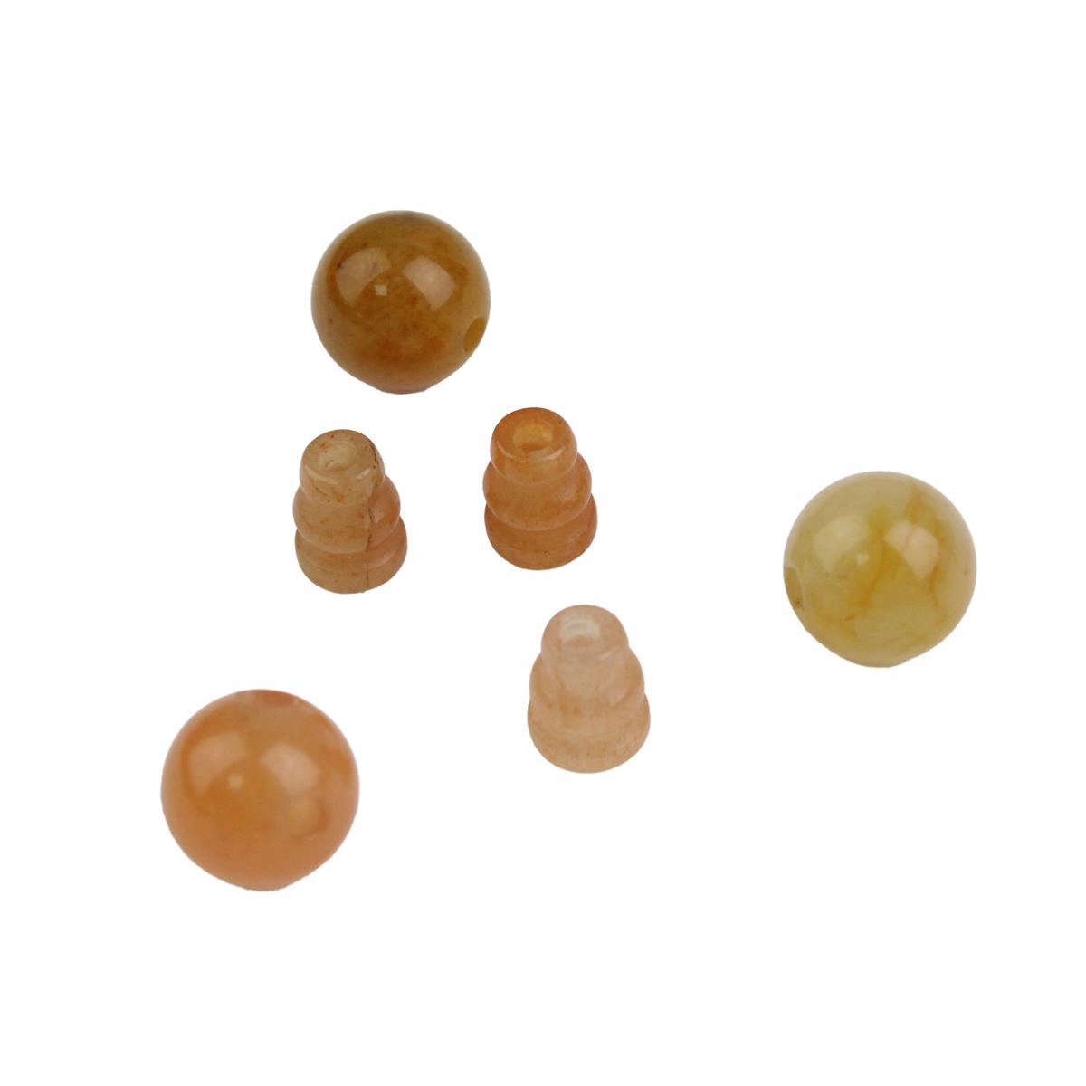 20ct Golden Silk Quartzite Jade Guru Beads, 10mm Rounds & 7-8x6mm Fancy ...