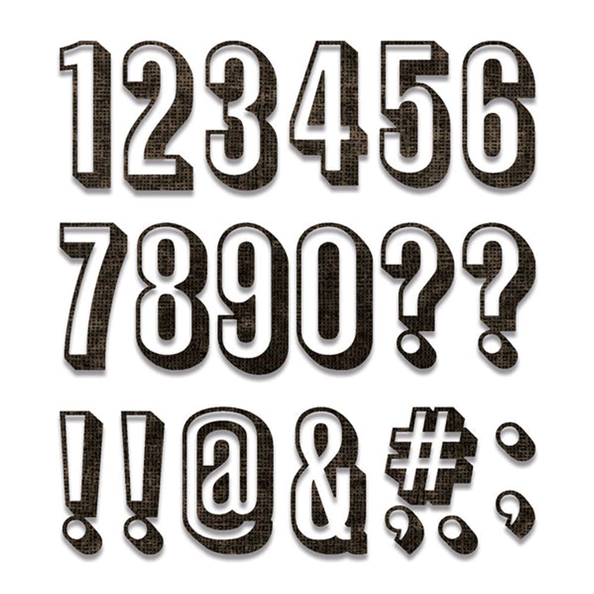 Thinlits Die Set 21PK Alphanumeric Shadow Numbers by Tim Holtz | HobbyMaker