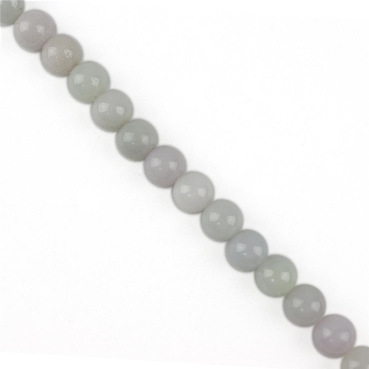 80cts Type A Ice Water Jadeite Plain Rounds Approx 8mm, 18cm Strand ...