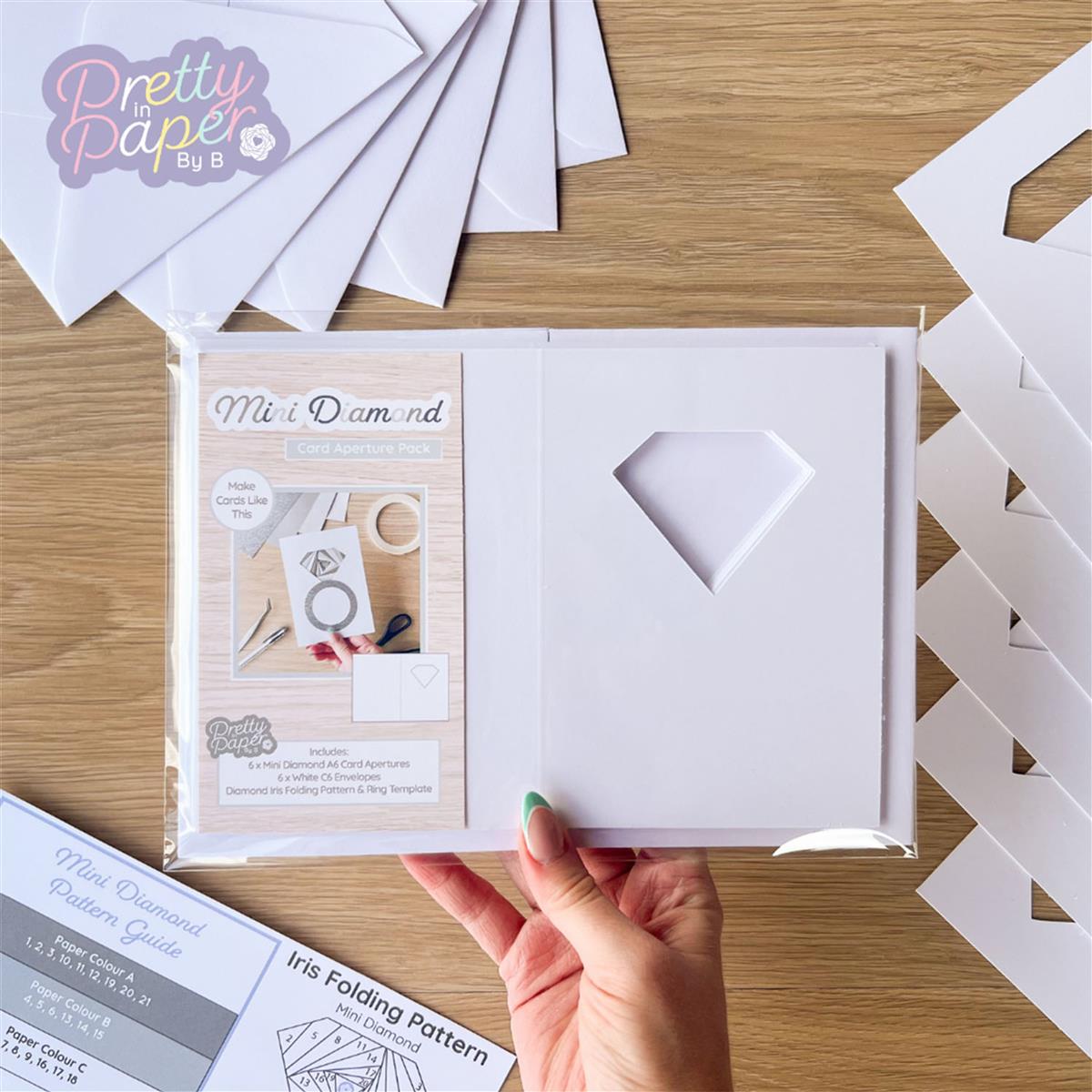 Diamond Aperture Cards A6 (Pack of 6) & Iris Folding Pattern | HobbyMaker