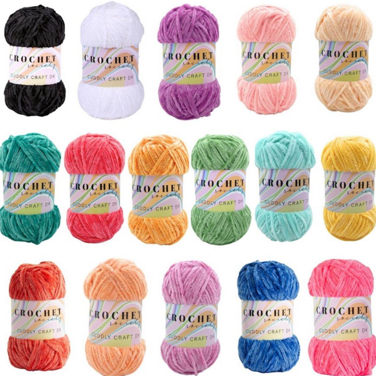 Crochet Society Rainbow Cuddly Craft DK Mega Yarn Bundle (16 x 100g ...