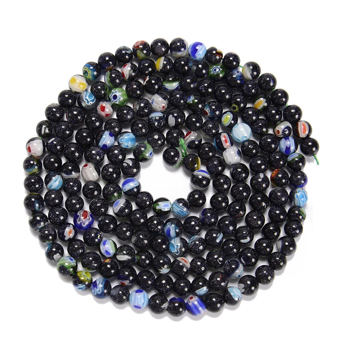 Mixed Colours Goldstone Plain Rounds Approx 6mm, 1 metre Strand ...