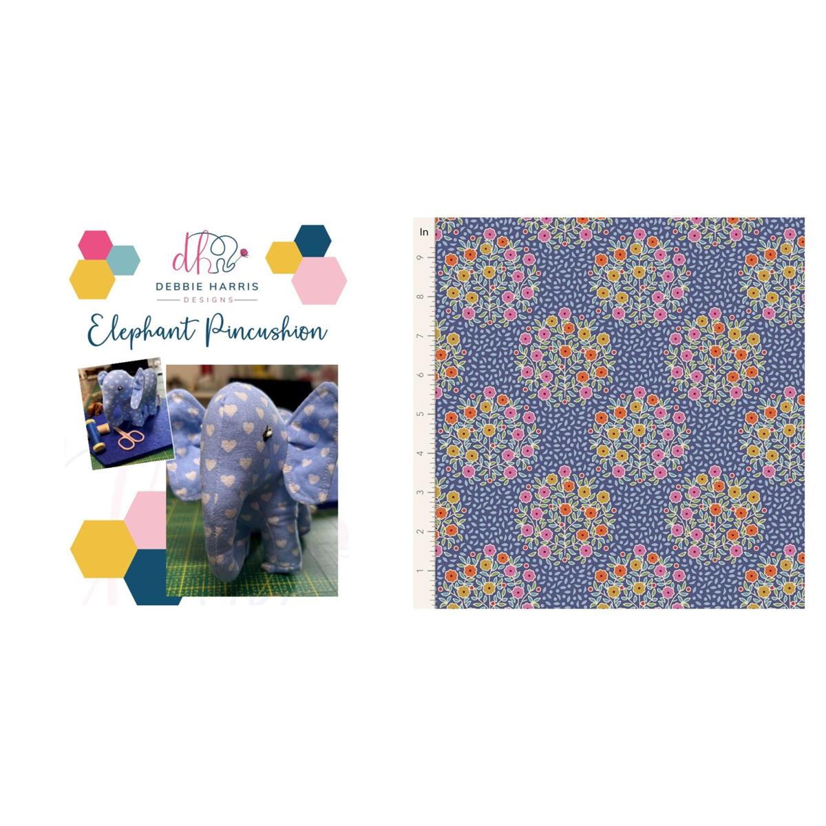 Debbie Harris Designs Tilda Confetti Blue Elephant Pincushion Kit ...