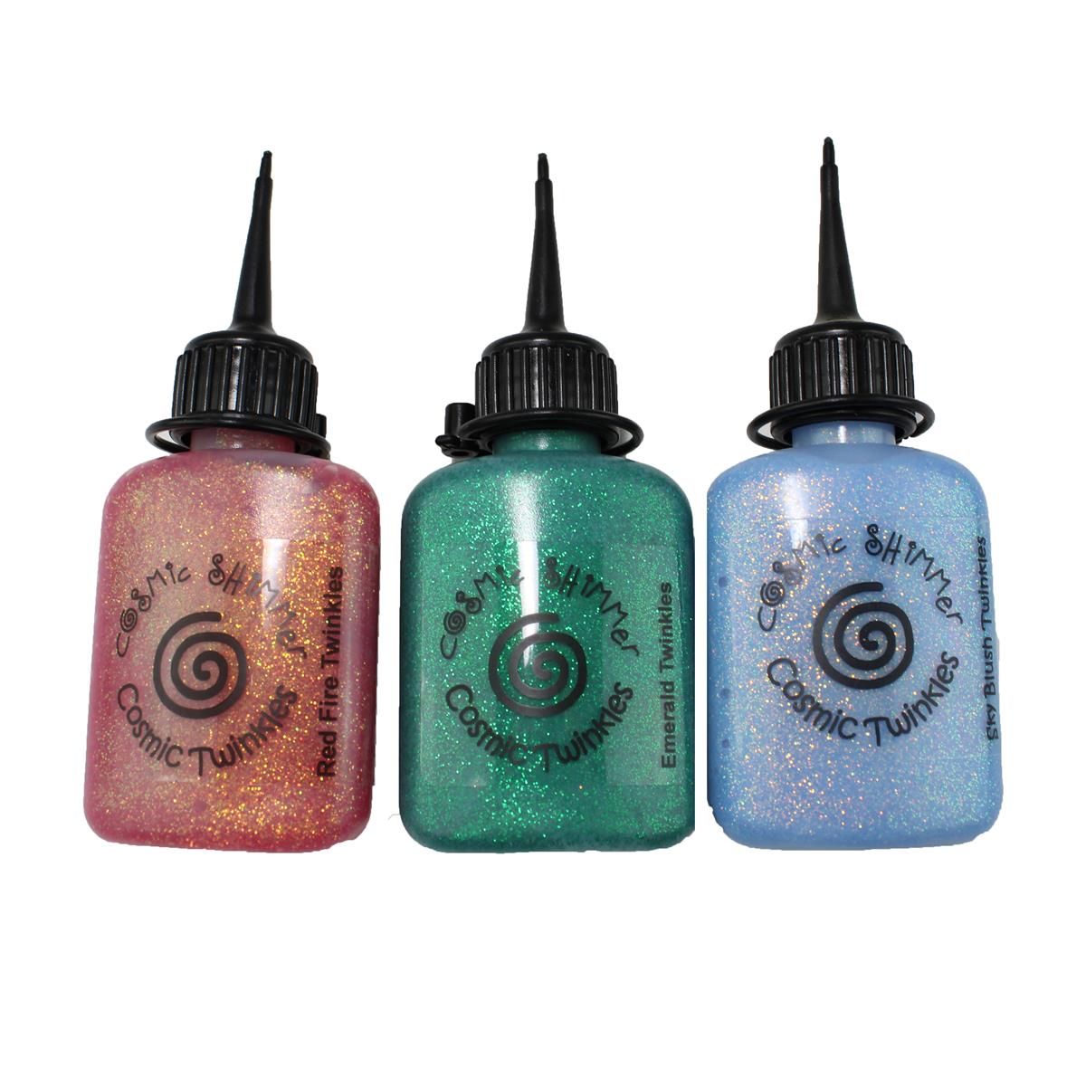 Cosmic Shimmer Twinkles - Set of 3- Includes Red Fire 30ml, Sky Blush ...