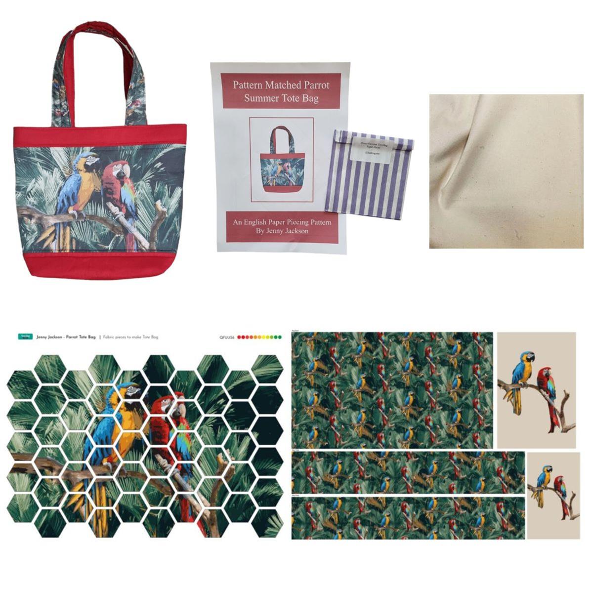 Jenny Jackson's Natural Seeded Parrot EPP Tote Bag Kit: Pattern with ...