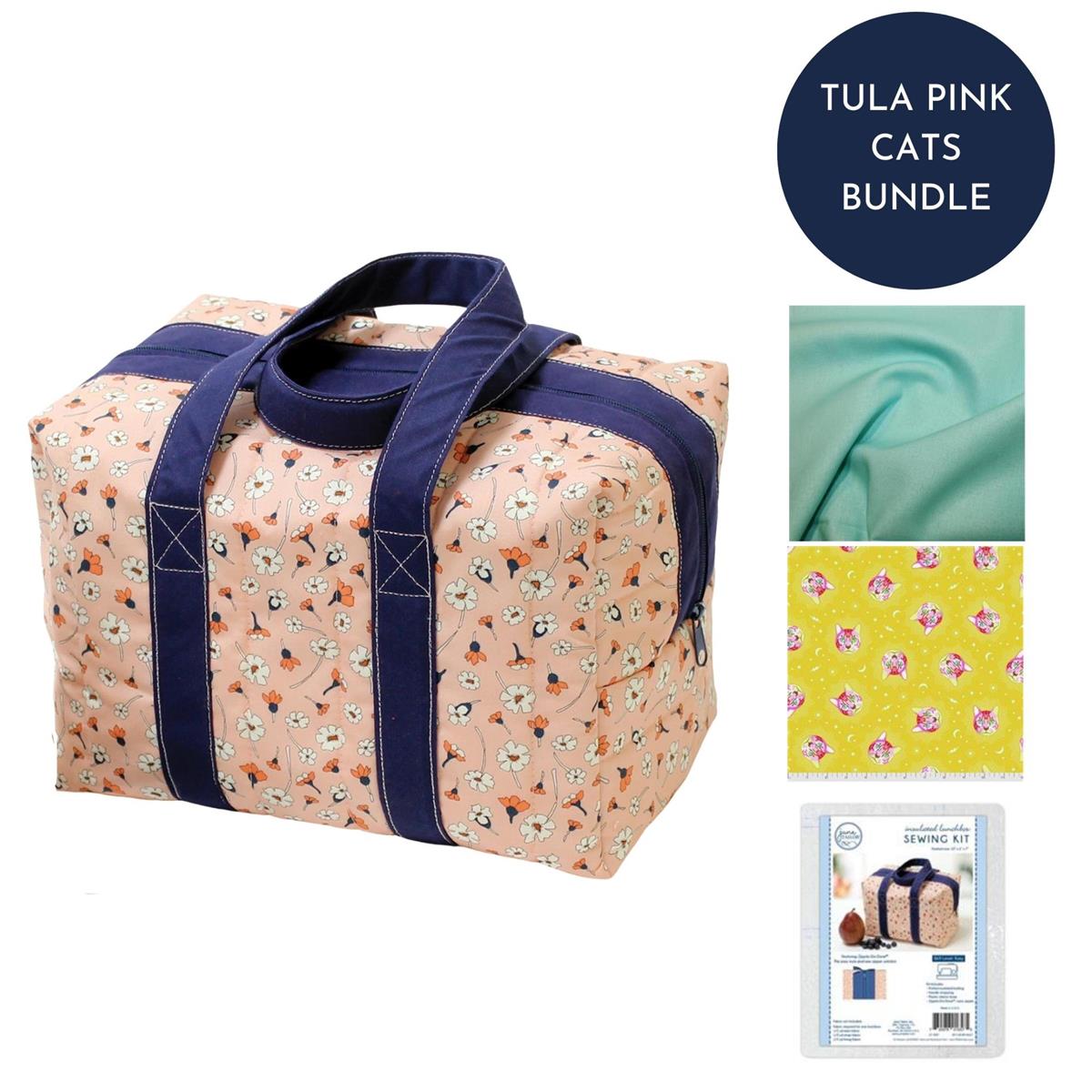 Tula Pink Cats Navy Insulated Lunchbox Zippity-Do-Done Tote Kit: QAYG ...