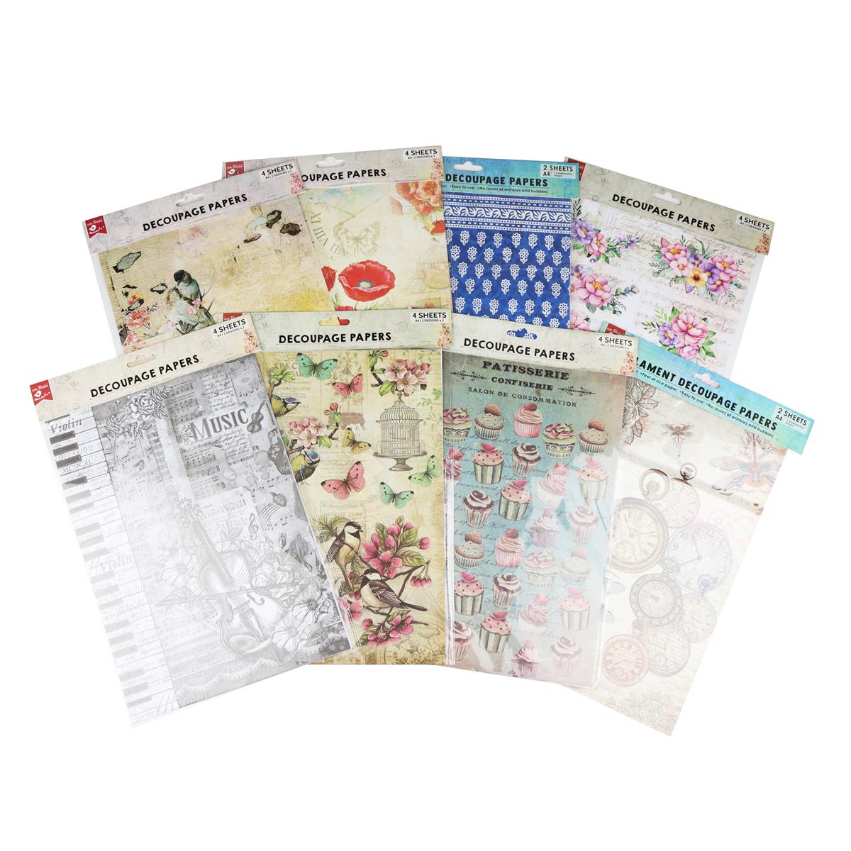 Little Birdie. A4 Decoupage papers. 4 sheets per pack. 6 packs. Lucky ...