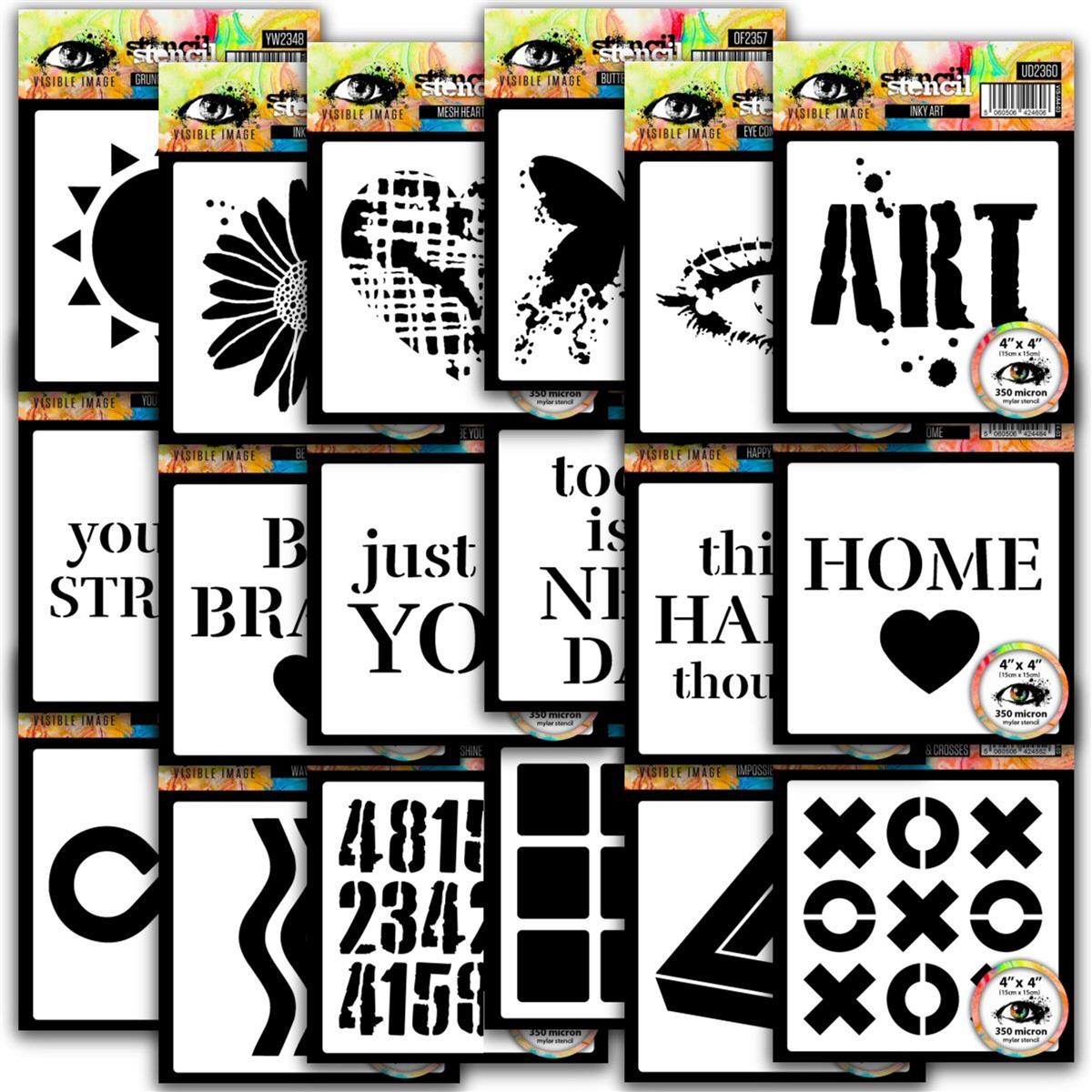 Visible Image Birthday Special - 4 x 4 Full Stencils Collection - 18 ...