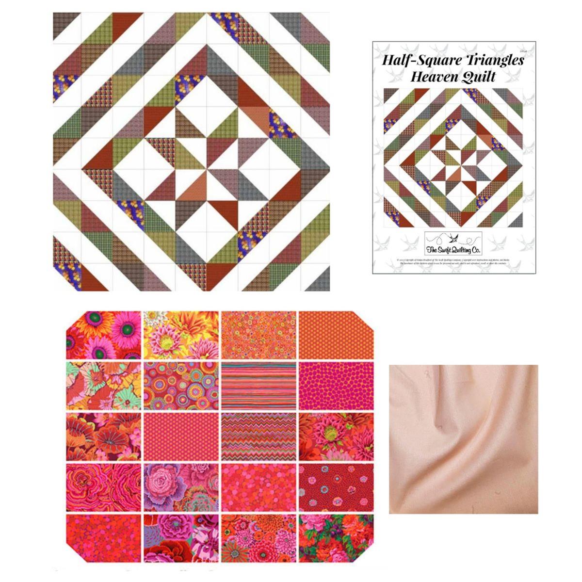Swift Quilting Company Kaffe Peach Half Square Triangles Quilt Kit ...