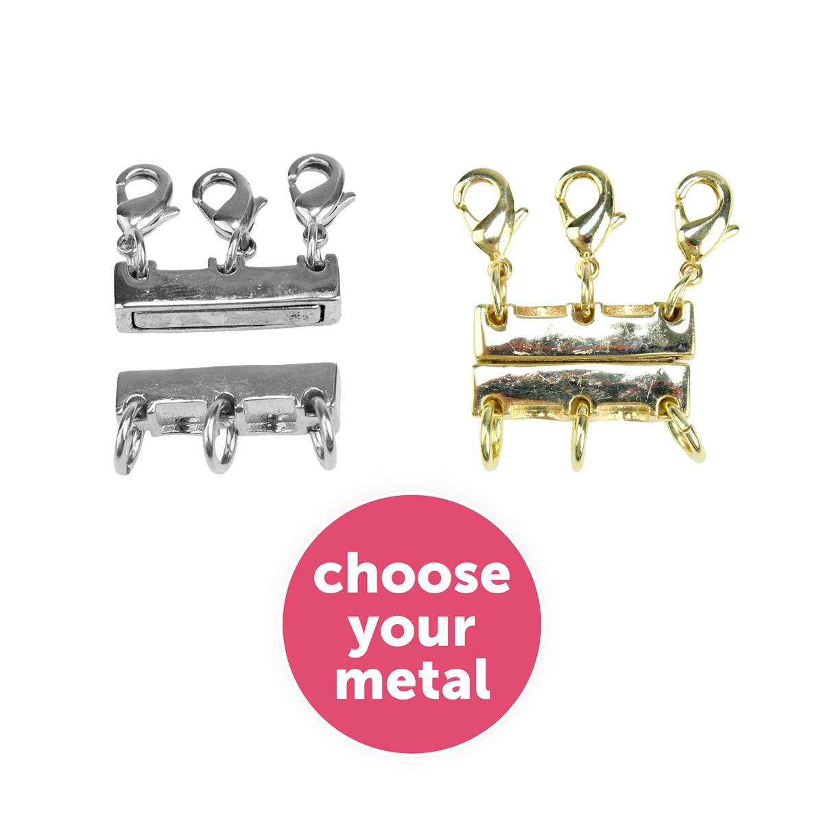 Silver Plated Base Metal Magnetic Multi Strand Clasp with Lobster ...