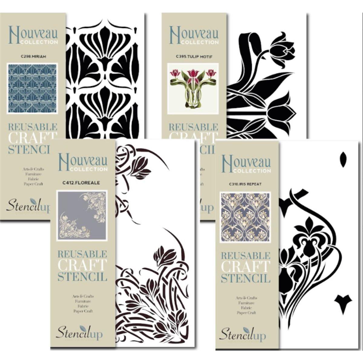 Stencil Up Art Nouveau A4 Adhesive-backed Stencil Bundle (Set of 4 ...