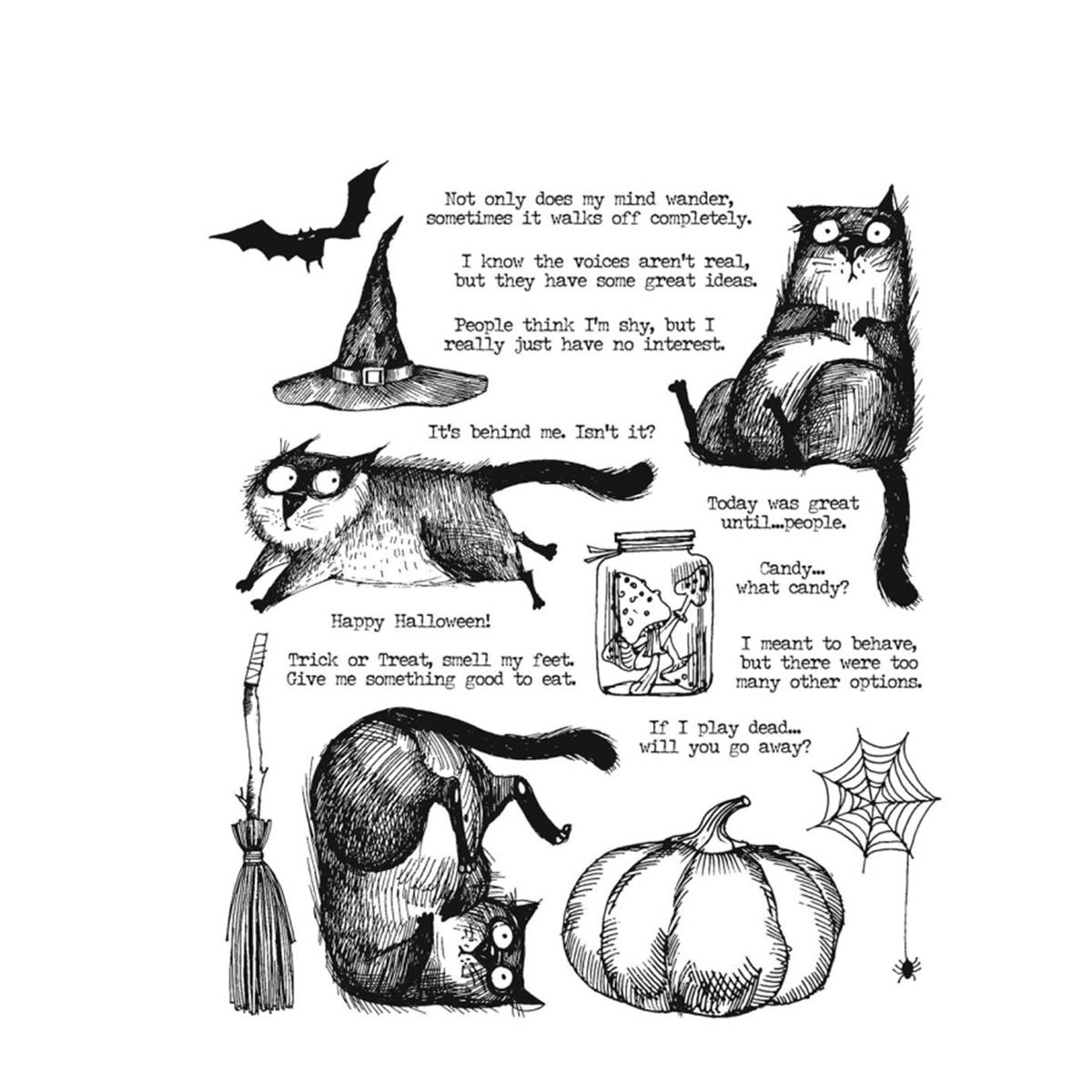 Snarky Cat Halloween Stamps - Tim Holtz | HobbyMaker