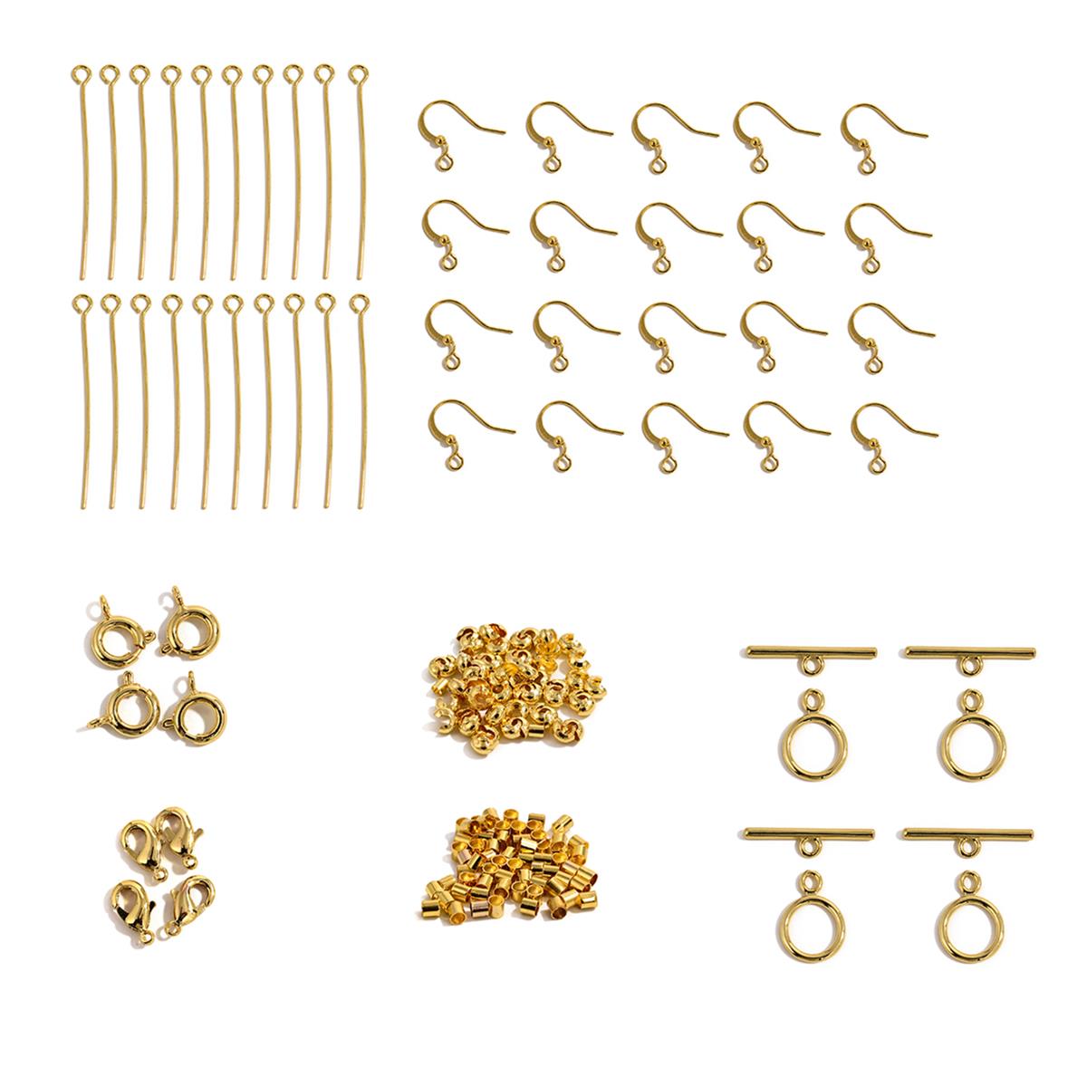 Gold Coloured Base Metal Findings Pack, 152pcs | JewelleryMaker