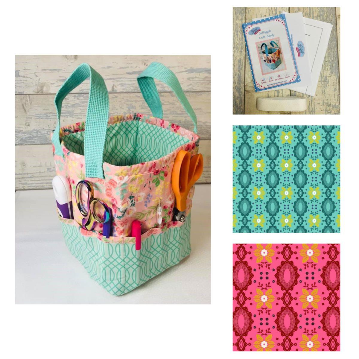 Living in Loveliness Craft Caddy Pattern; 1m Fabric & 1m Webbing Handle ...