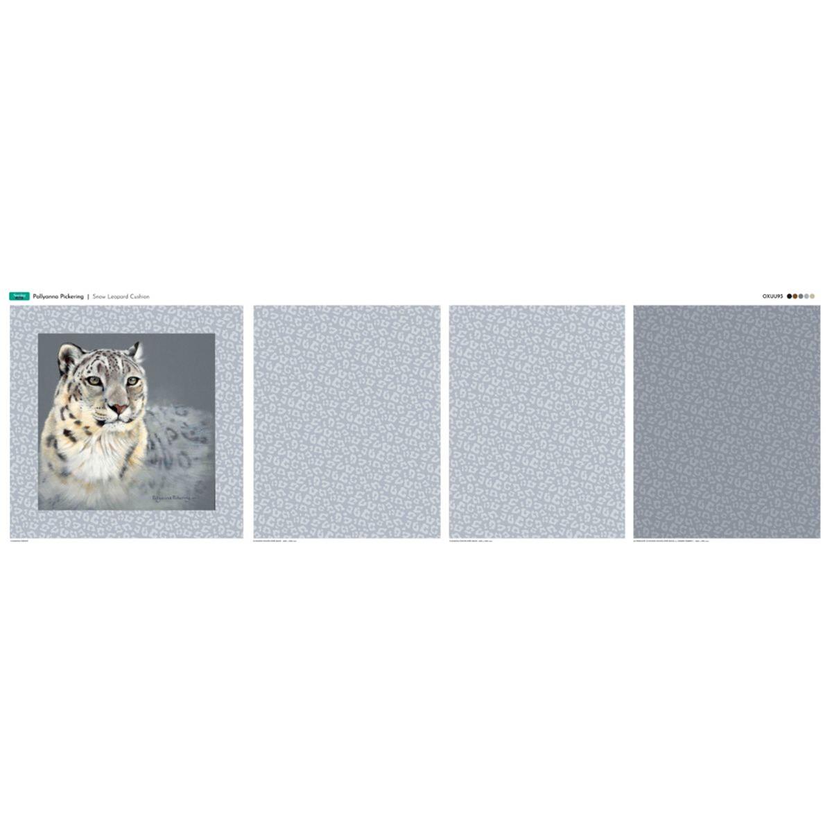 Pollyanna Pickering Snow Leopard Cushion Fabric Panel (140 x 44cm ...