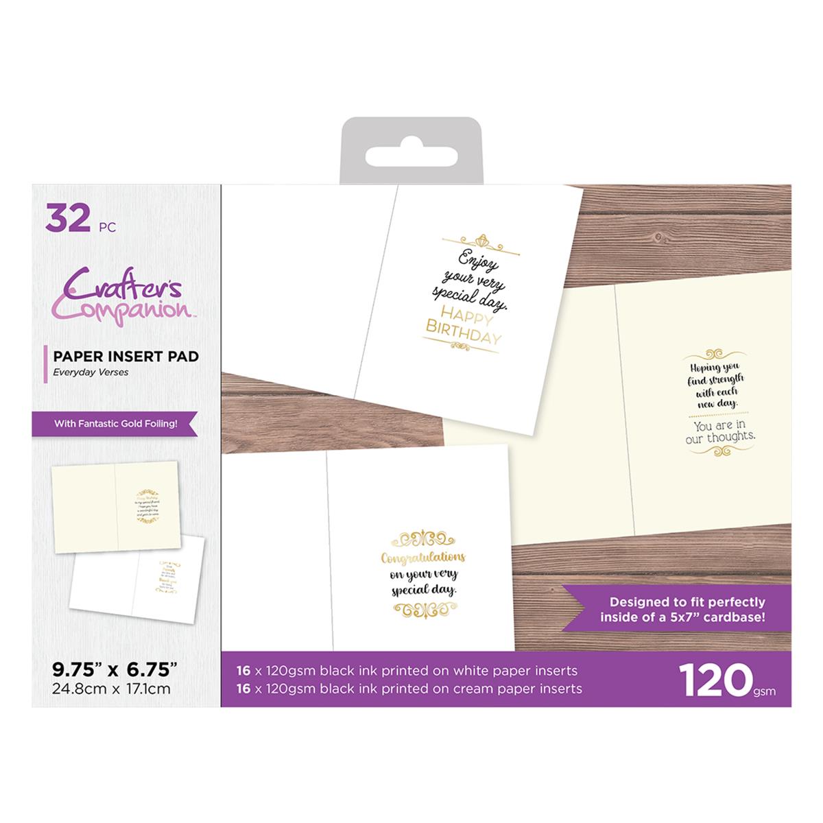 Crafter's Companion – Insert Pad – Everyday Verses (Gold) - 32 Sheets ...