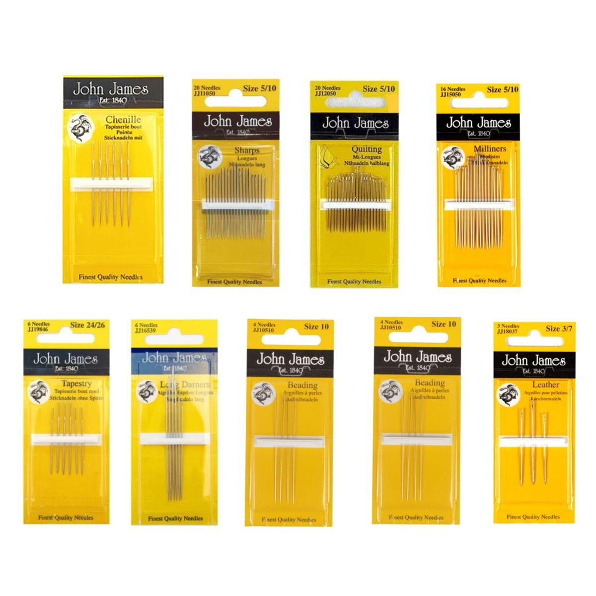 The John James Hand Sewing Needle Bundle - Nine Packs of Needles ...
