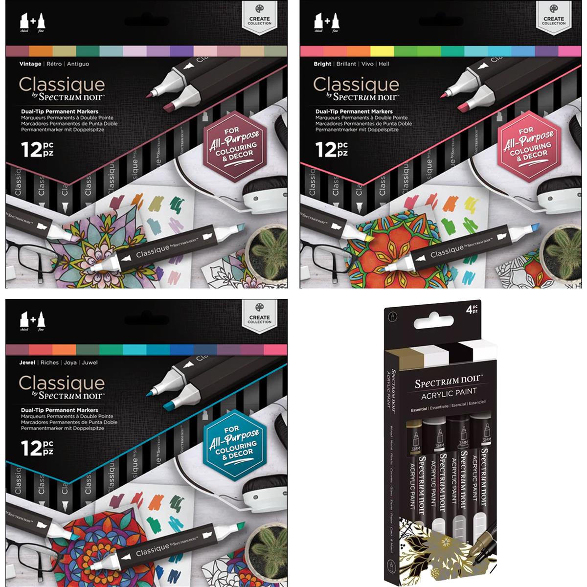 Spectrum Noir Classique Pens & Essential Paint Markers (40 Pens ...