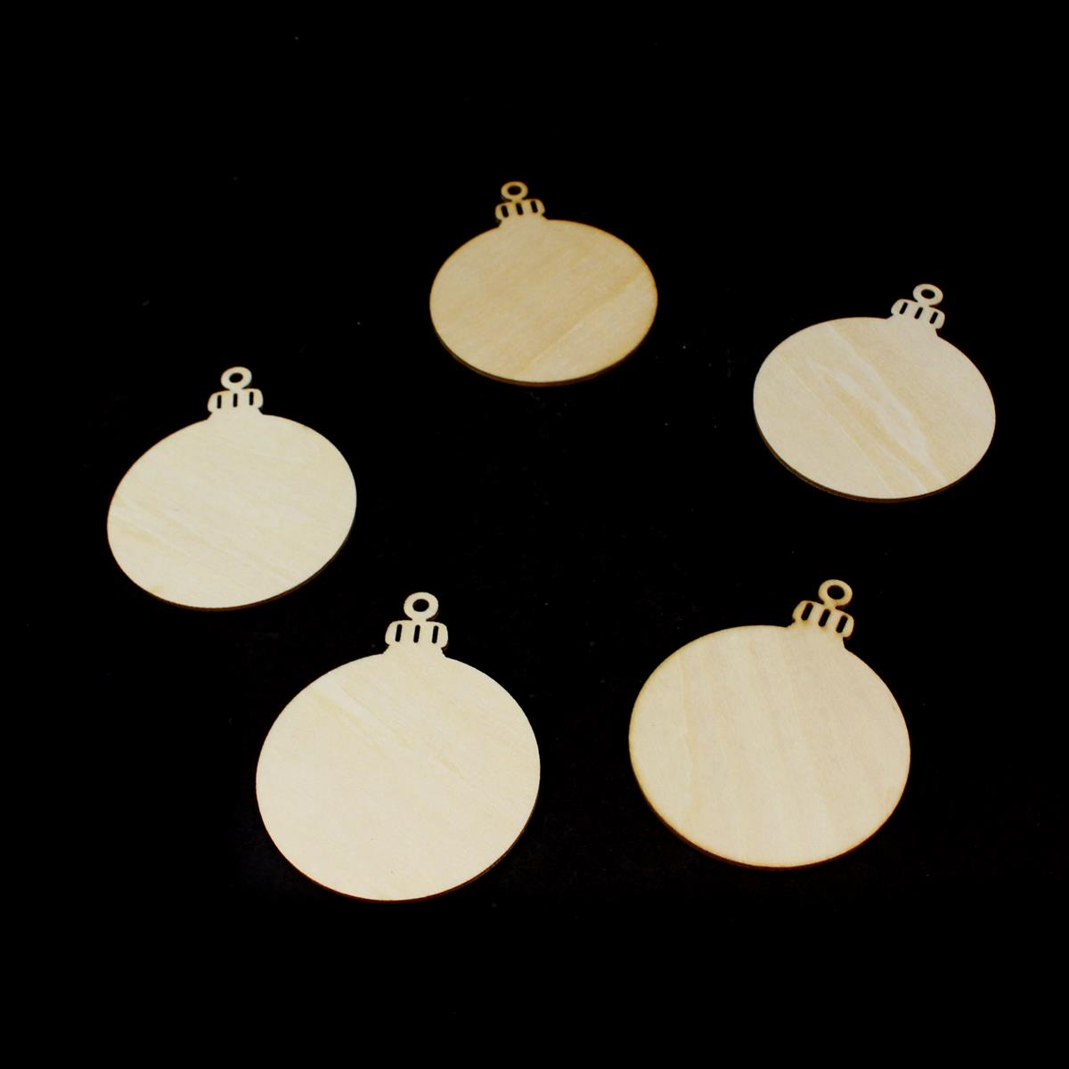 Wooden Bauble Shapes, Approx. 65mm (5pk) | JewelleryMaker