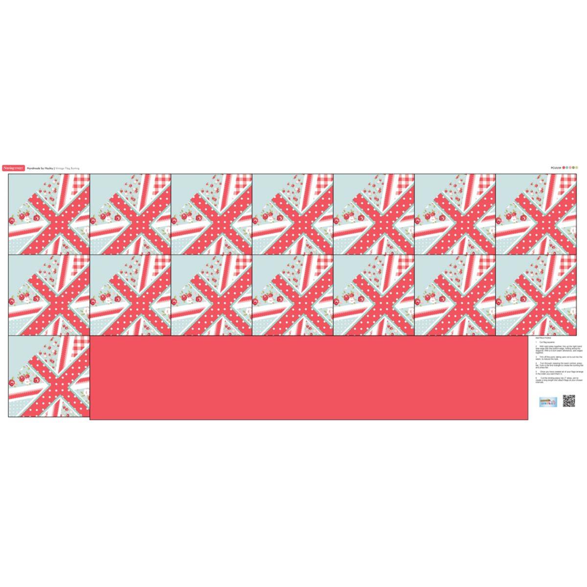 Handmade by Hayley Vintage Flag Bunting Fabric Panel (140 x 63cm ...