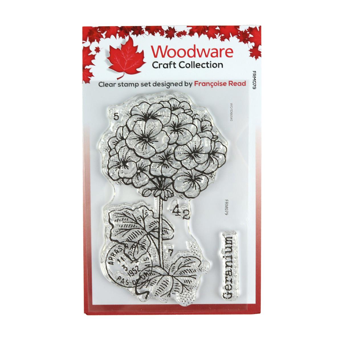 Woodware Clear Singles Mini Geranium 3 in x 4 in Stamp Set | HobbyMaker