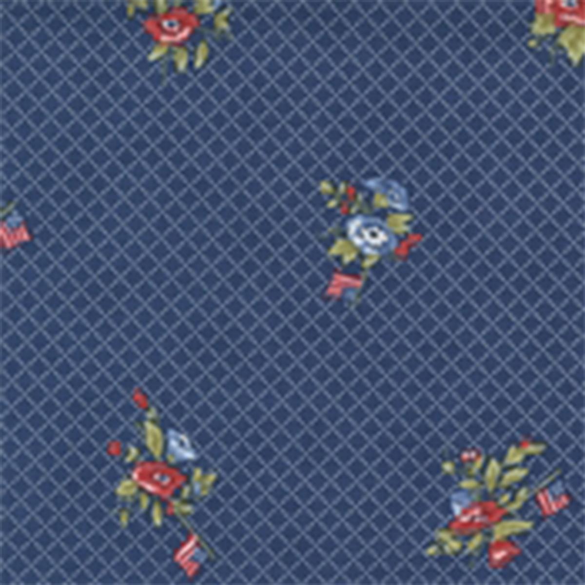 Moda Belle Isle Flags & Flowers Americana Patriotic on Navy Fabric 0.5m ...