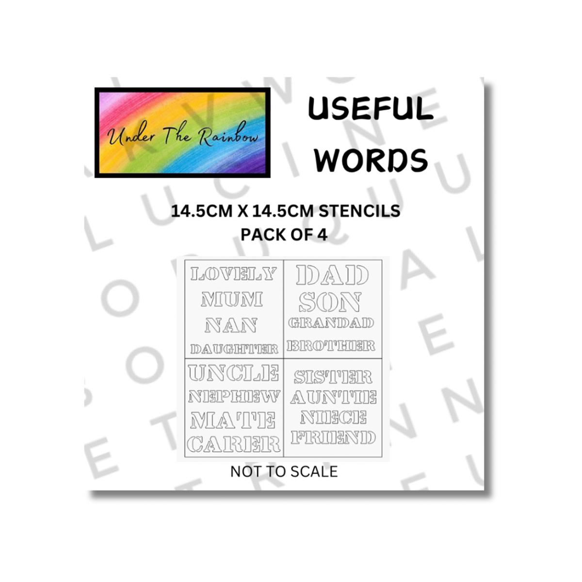 Under The Rainbow- Pack of 4 Sentiment Stencils | HobbyMaker