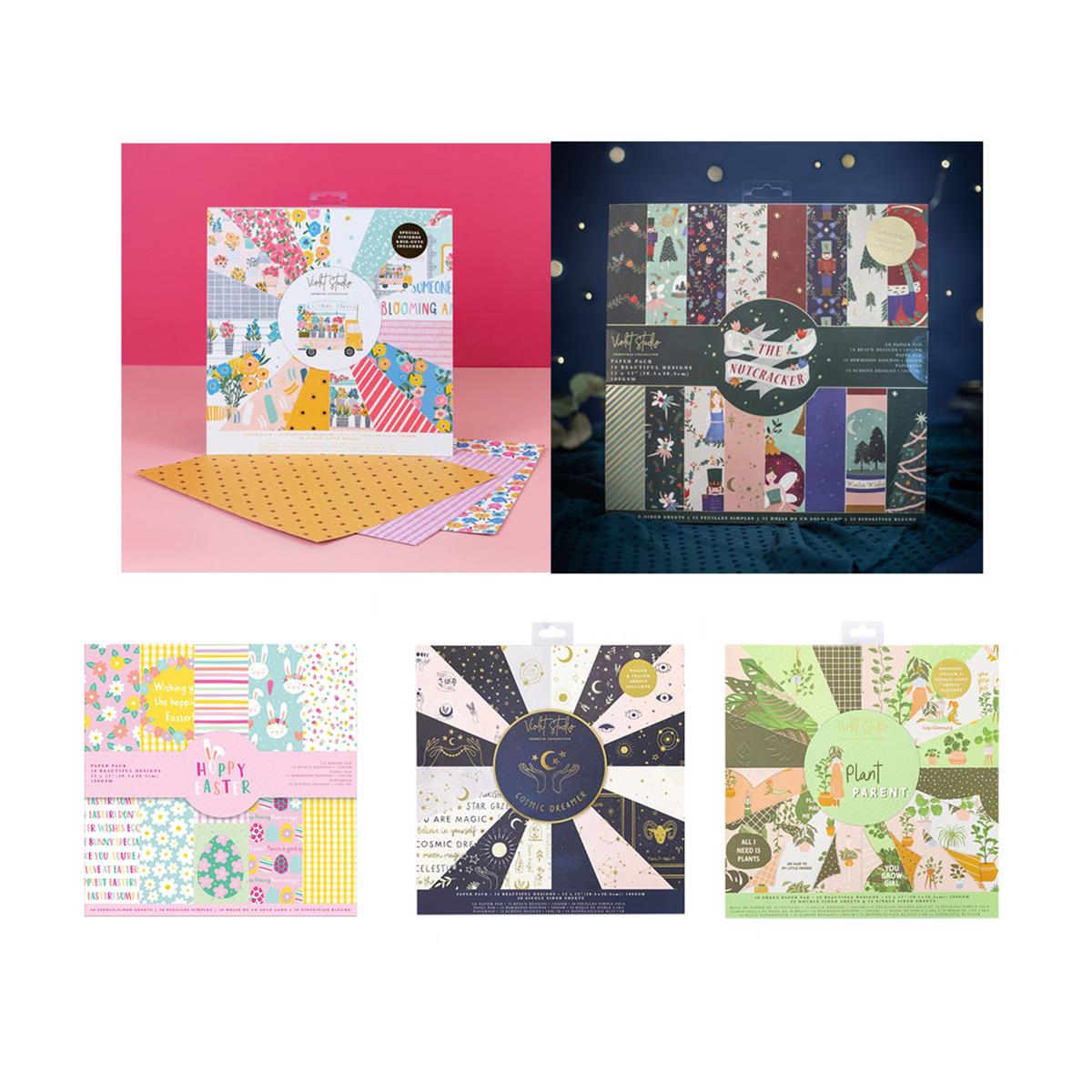 Violet Studios 12x12 Mixed Paper Pack Mega Bundle - 206 Sheets | HobbyMaker