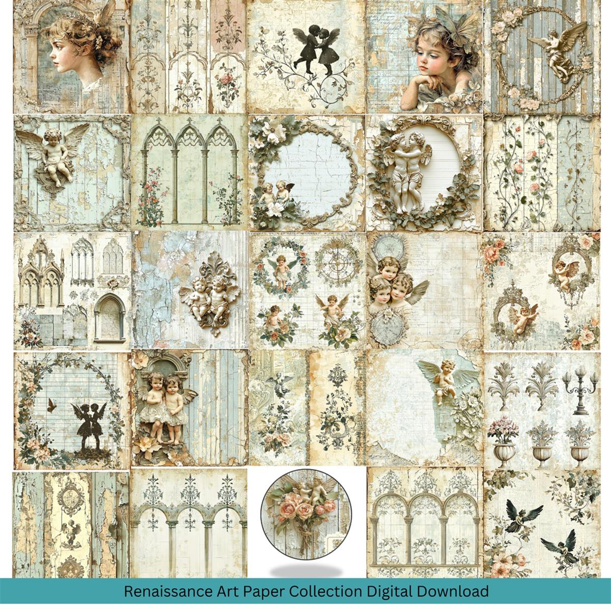 Emlems Download- 30 X A4 Renaissance Art Papers Download | HobbyMaker