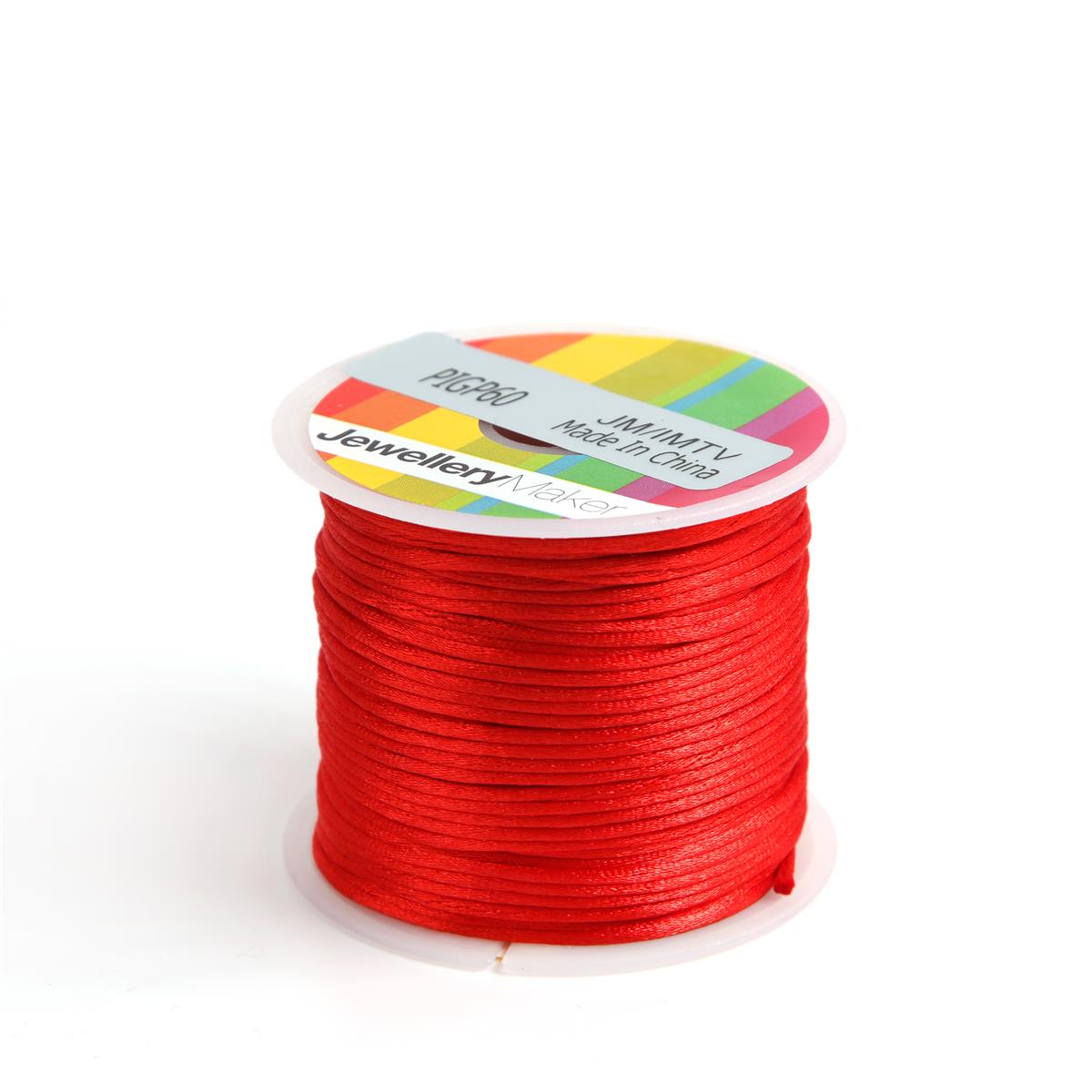 10m Red Satin Cord, 1mm | JewelleryMaker