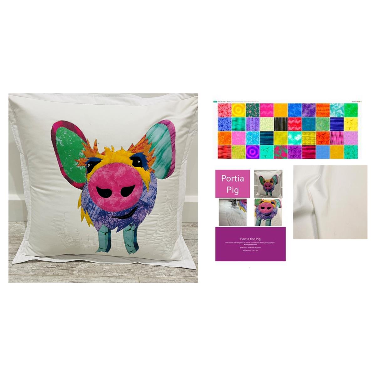 Delphine Brooks’ Bright Portia Pig Cushion Kit: Instructions, Fabric ...