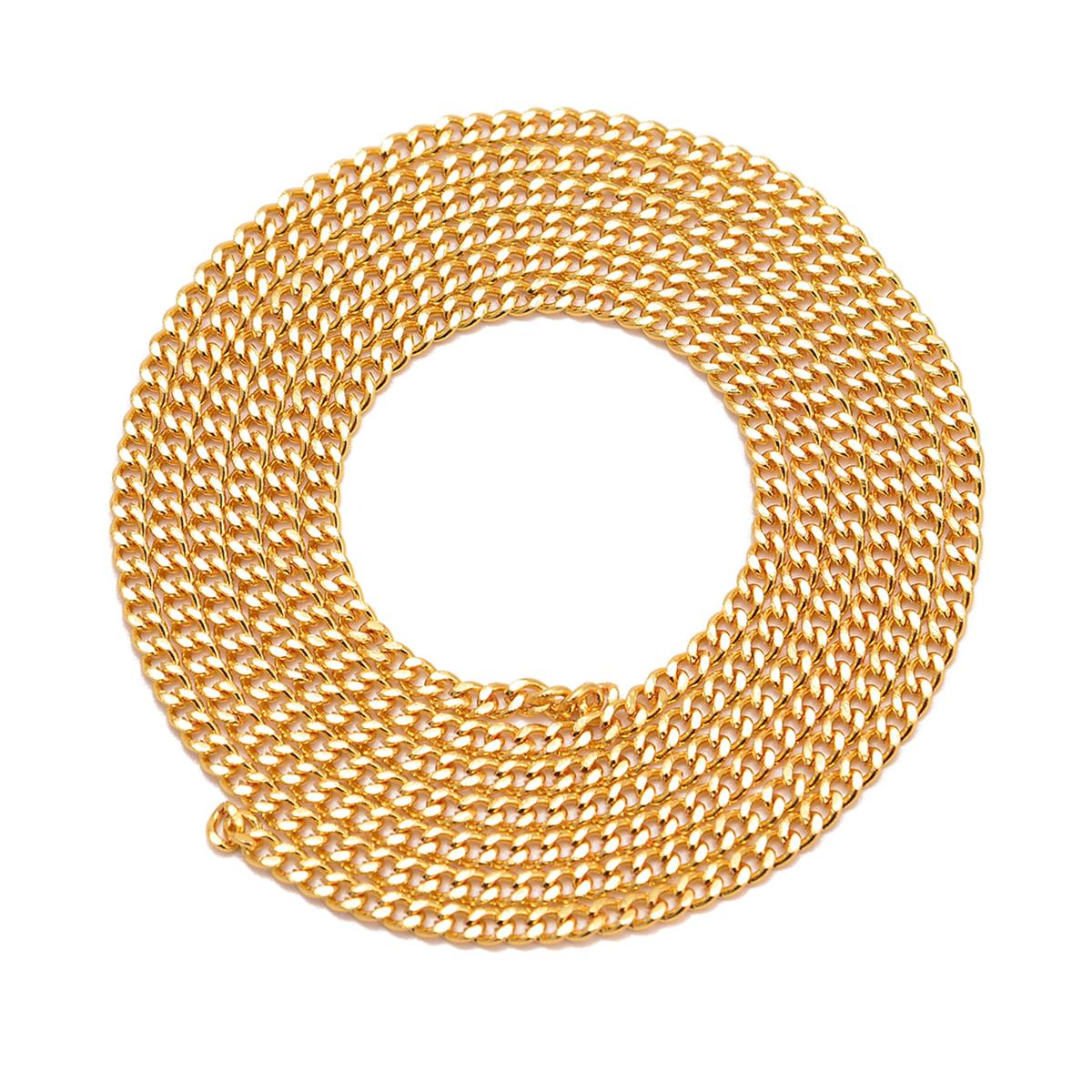 Gold Base Metal Chain, Approx 3mm, 1m | JewelleryMaker