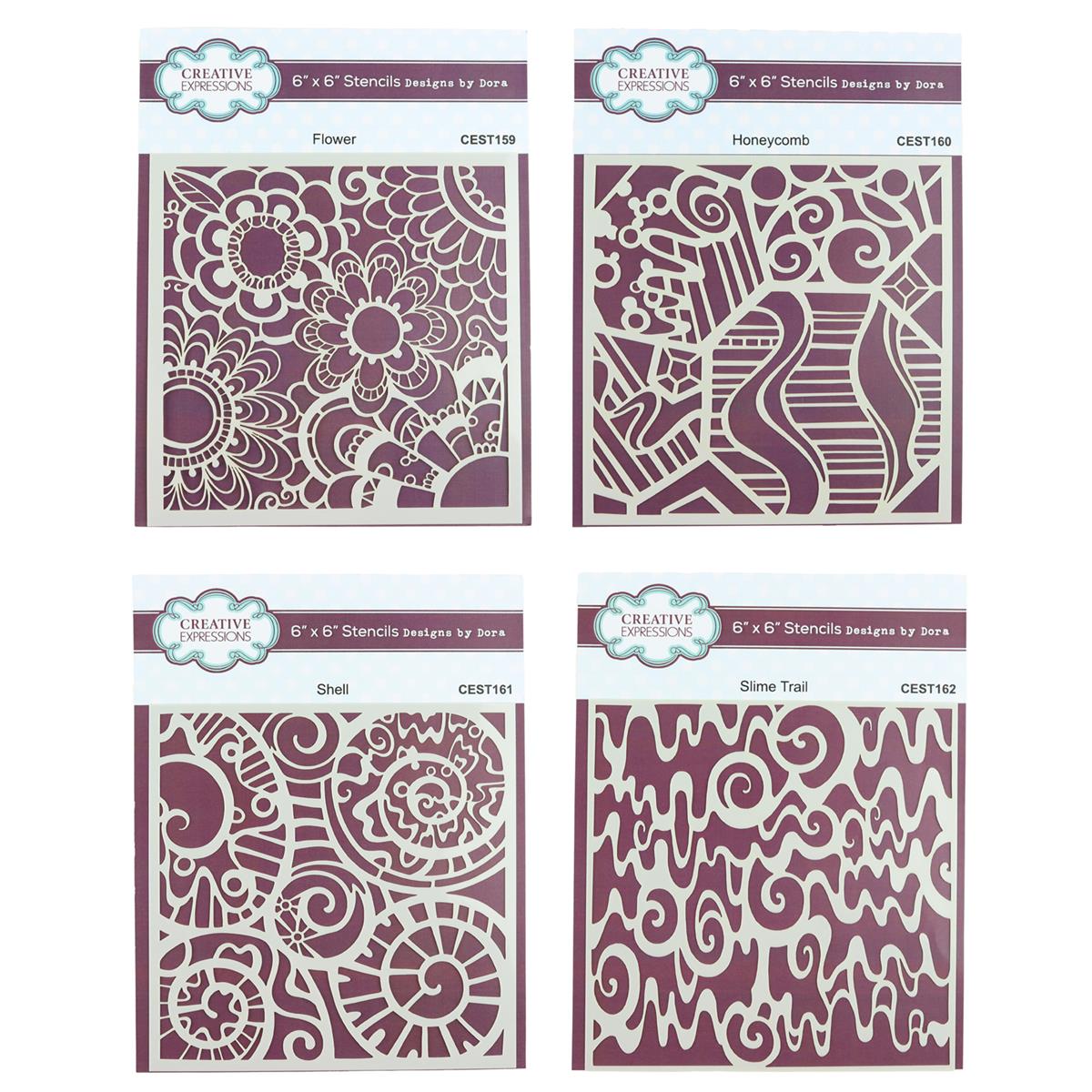 Creative Expressions Designs by Dora Stencils - Set of 4 | HobbyMaker