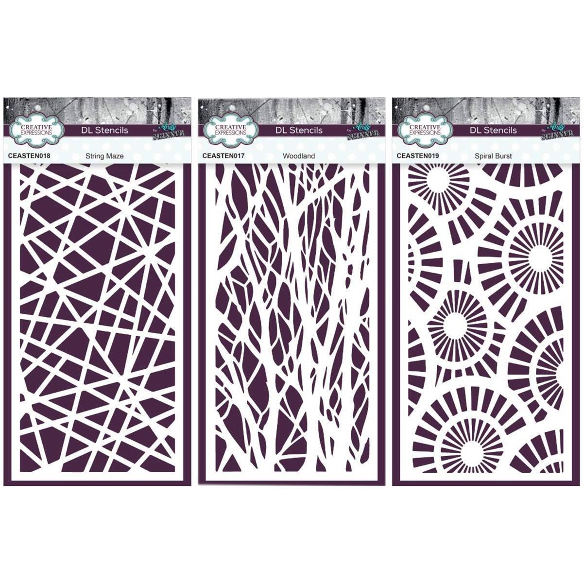 New Creative Expressions DL Stencils by Andy Skinner - Set of 3 - Set A | HobbyMaker