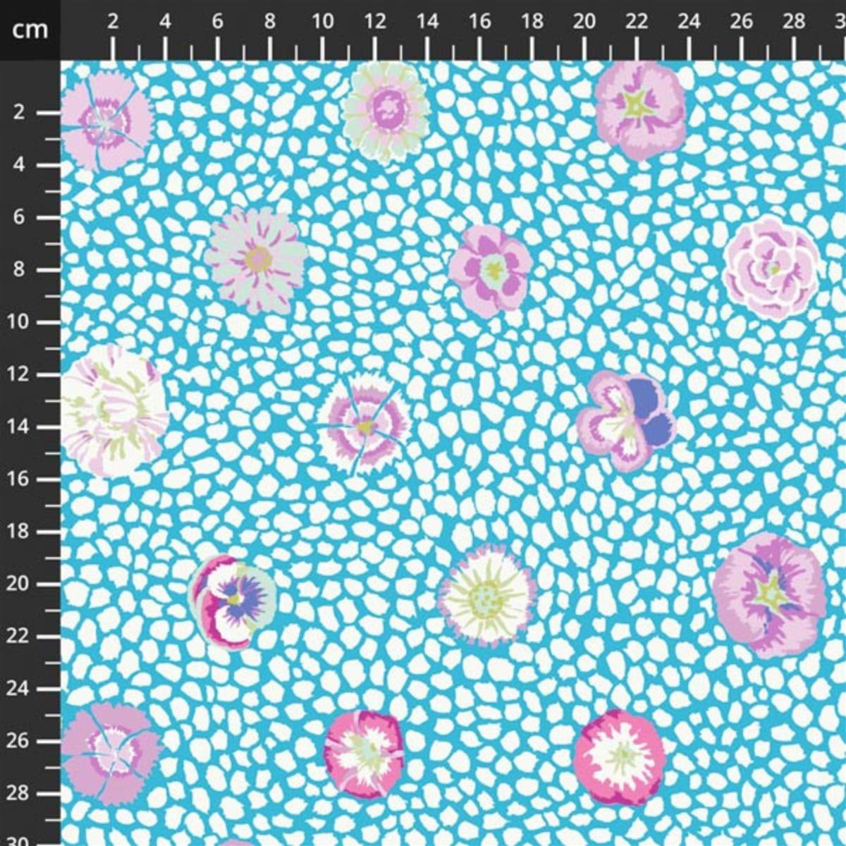 Kaffe Fassett Collective Guinea Flower Turquoise Fabric 0.5m | SewingStreet