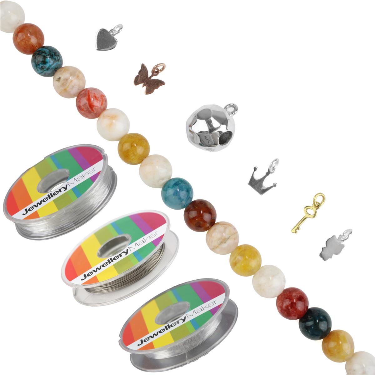 Multi-Colour Quartz, 925 Sterling Silver Faceted Spacer Bead & Charm ...