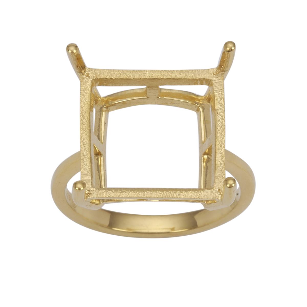 Gold Plated 925 Sterling Silver Ring Mount (To fit 14mm Square ...