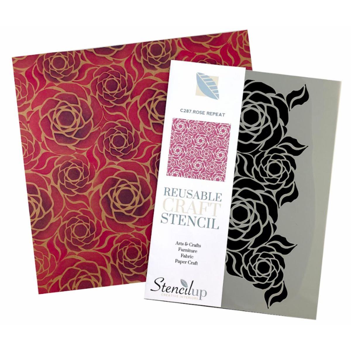 Stencil Up English Rose Repeat (A4 adhesive-backed stencil) | SewingStreet