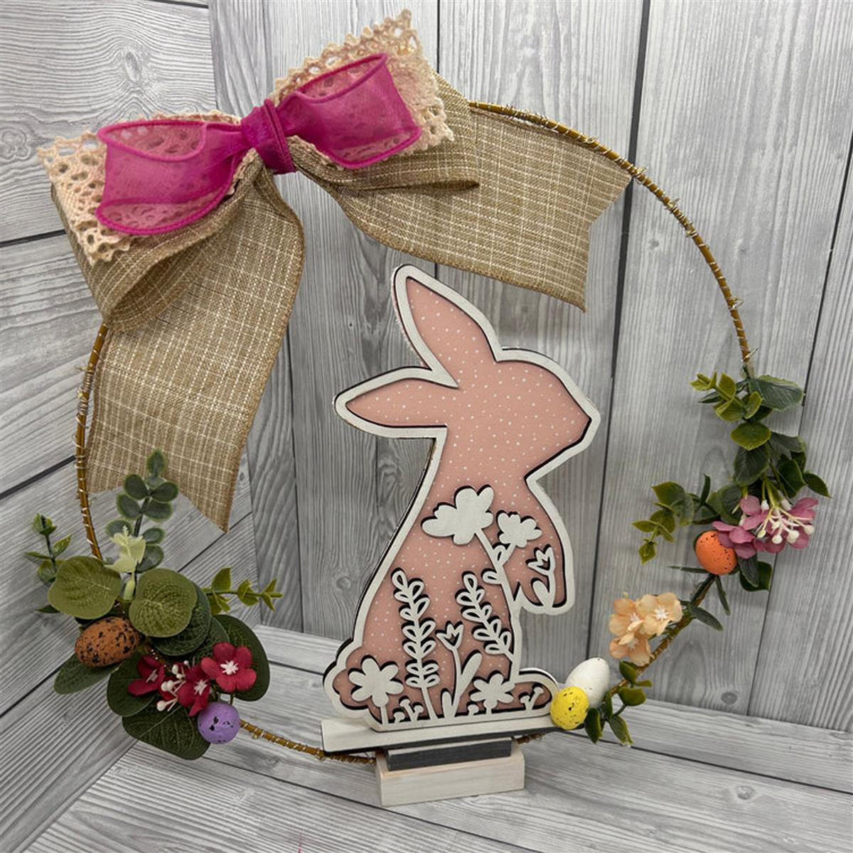 Glitzcraft- MDF Easter Rabbit Floral Circle Frame | HobbyMaker