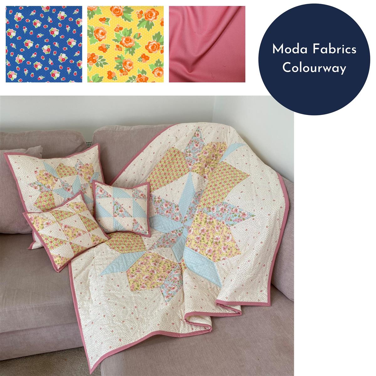 Victoria Carrington's Bold Blooms Quilt & Cushion Set: Moda Fabrics ...