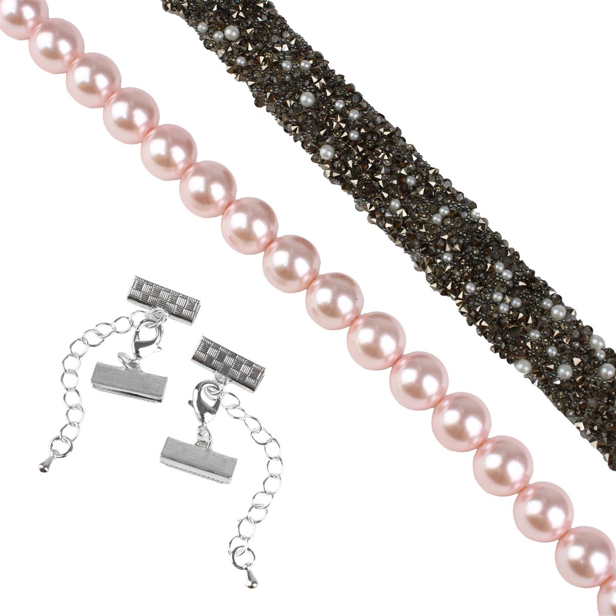 Silver Rhinestone Ribbon & Pink Shell Pearl Project With Downloadable ...