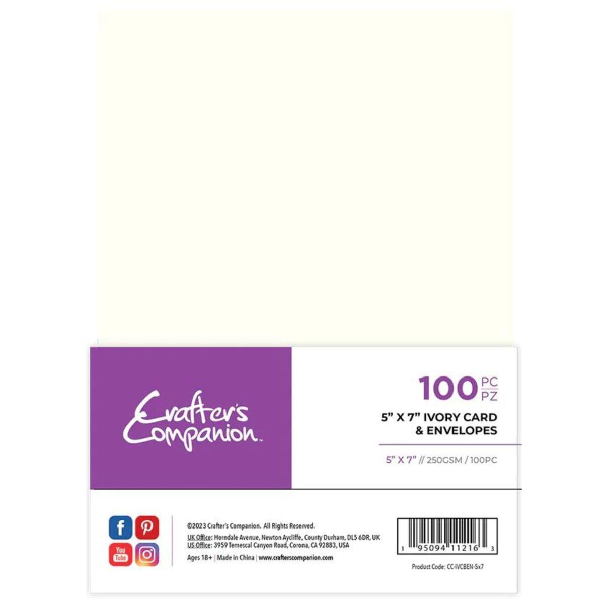 Crafter's Companion - 5x7 Ivory Card & Envelopes 100pc | HobbyMaker