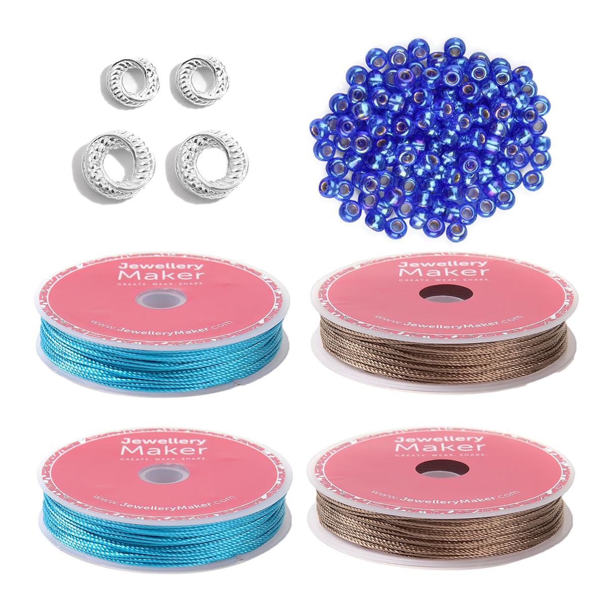 925 Sterling Silver Dragon Tail, Blue & Silver Macrame Project With ...