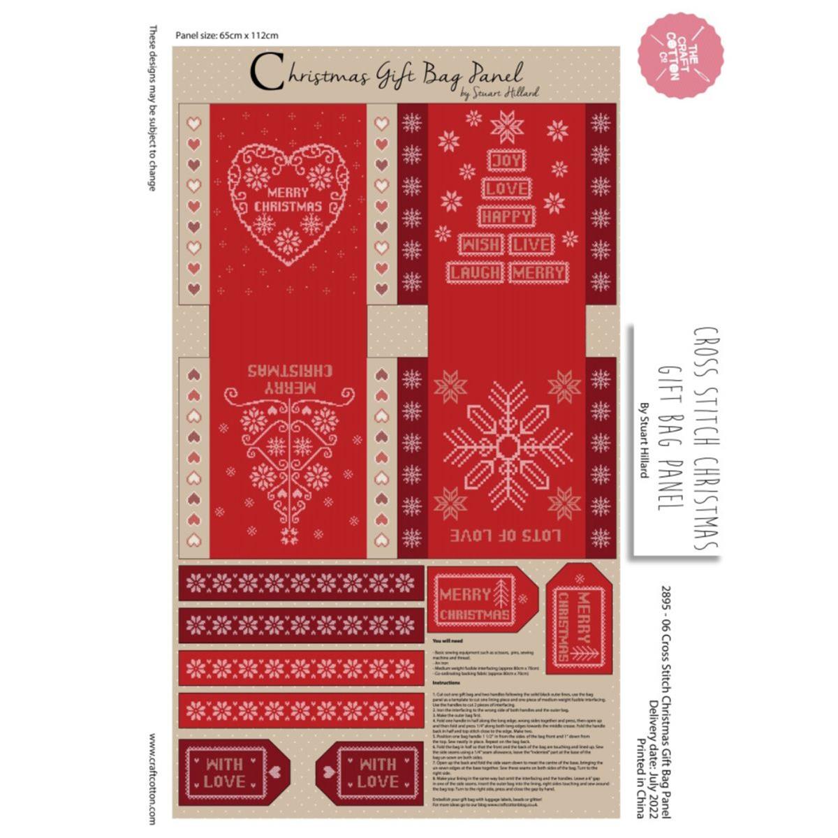 Stuart Hillard Christmas Cross Stitch Collection Gift Bag Panel 0.65m ...