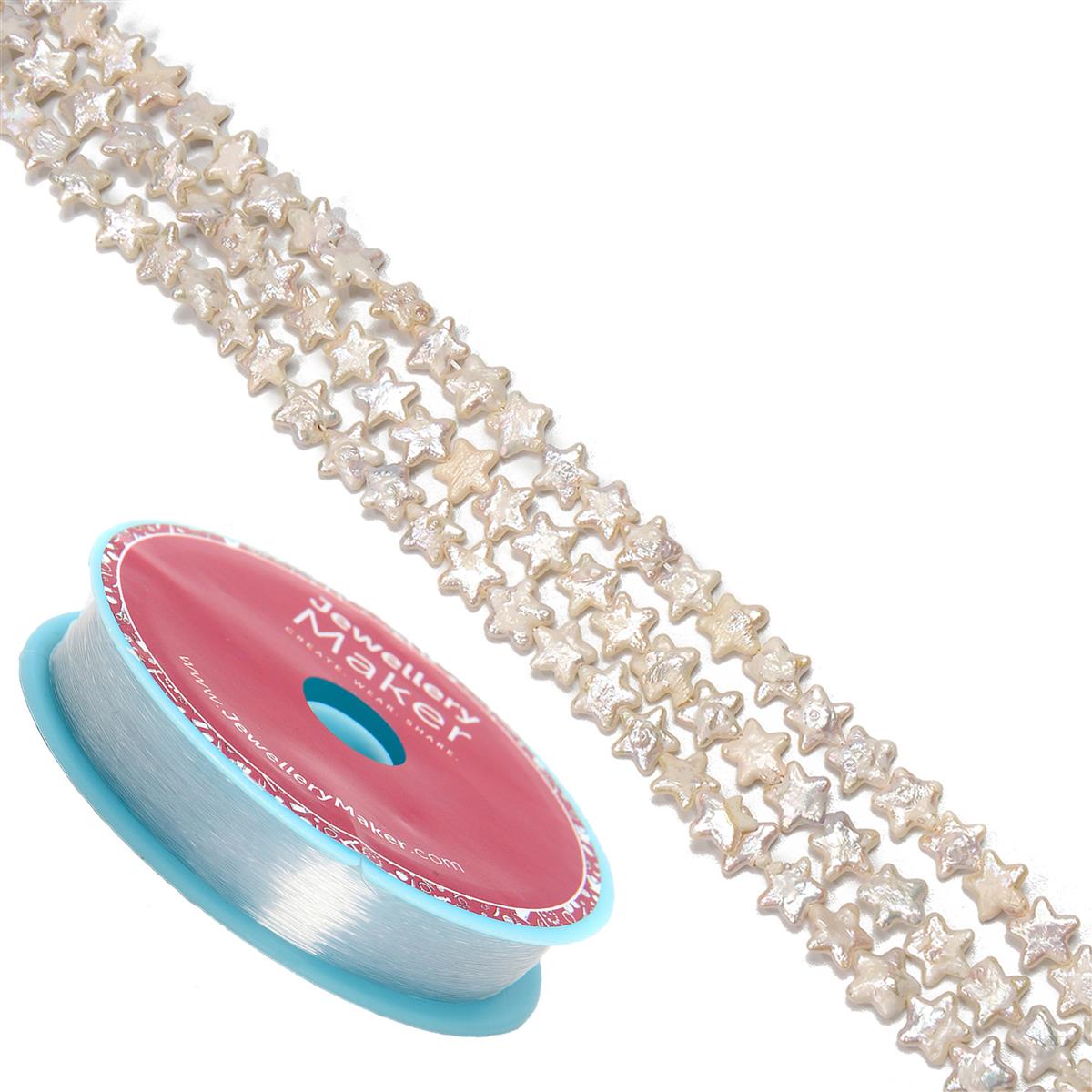 White Freshwater Star Pearls, Monofilament Project With Downloadable ...